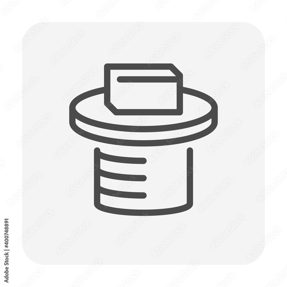 PVC plastic end cap hub vector icon. Connect by slip socket or solvent ...