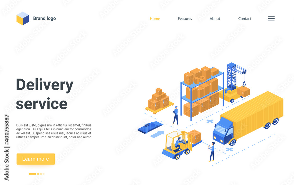 3d landing page website design with cartoon worker characters work on ...