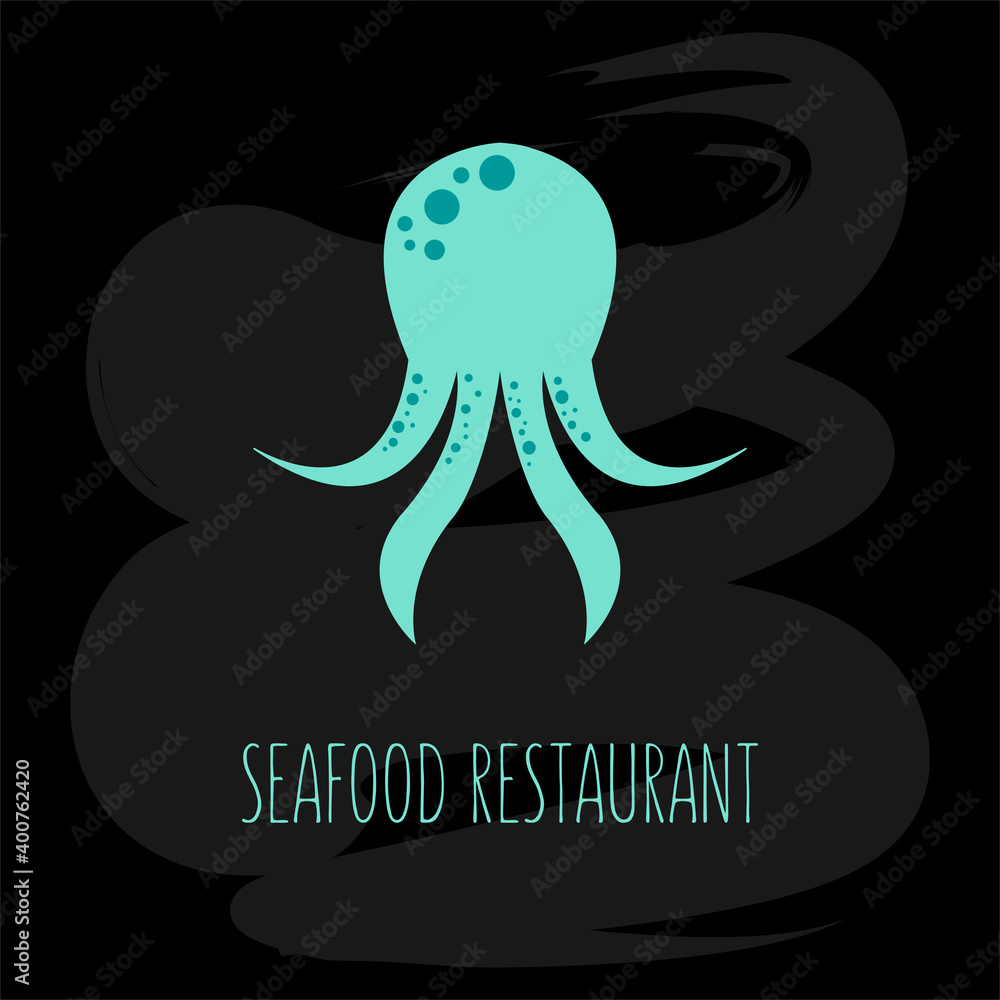 Vector illustration of an octopus for seafood restaurant or café banner ...