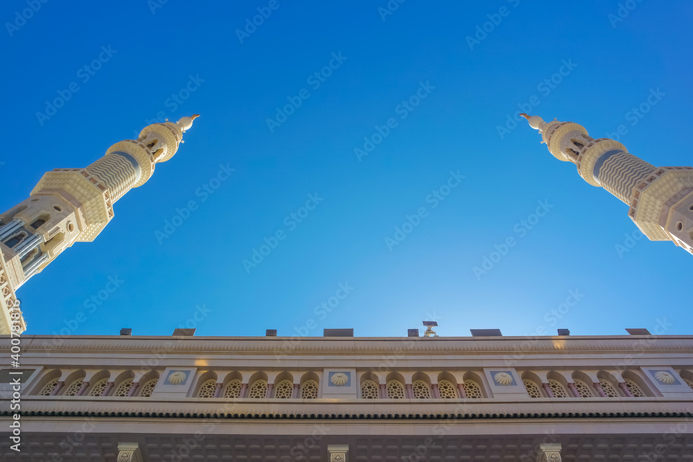 Exterior Design Tower of Nabawi Mosque (Prophet's Mosque), Medina ...