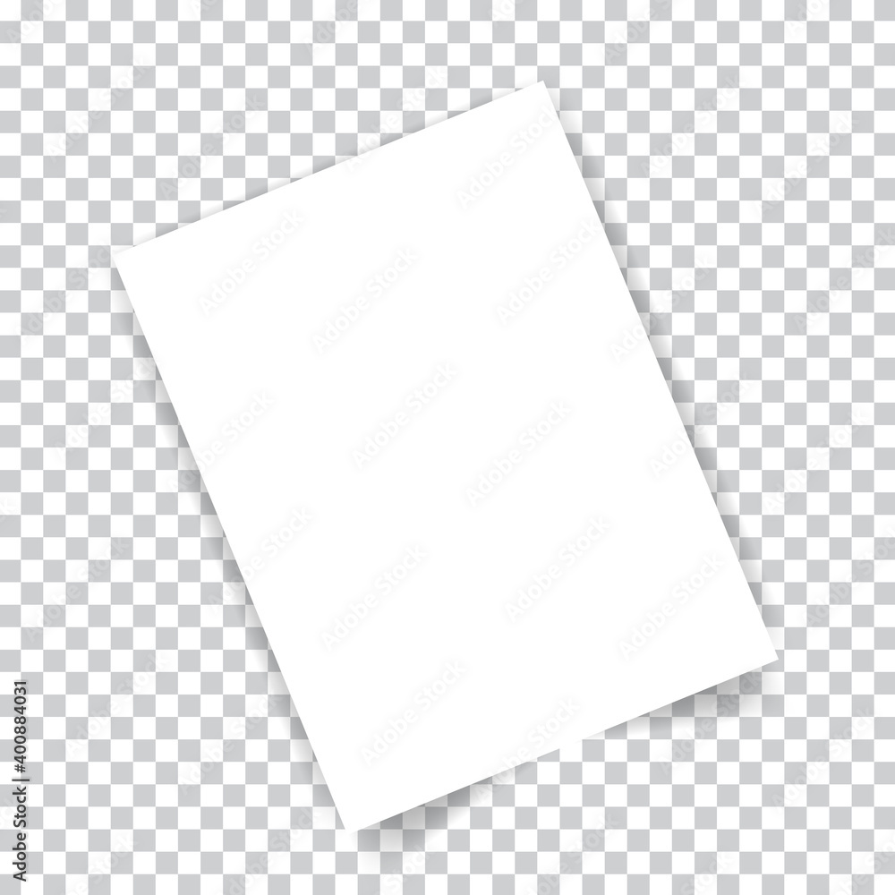 White realistic paper page A4 format on transparent background . Vector ...