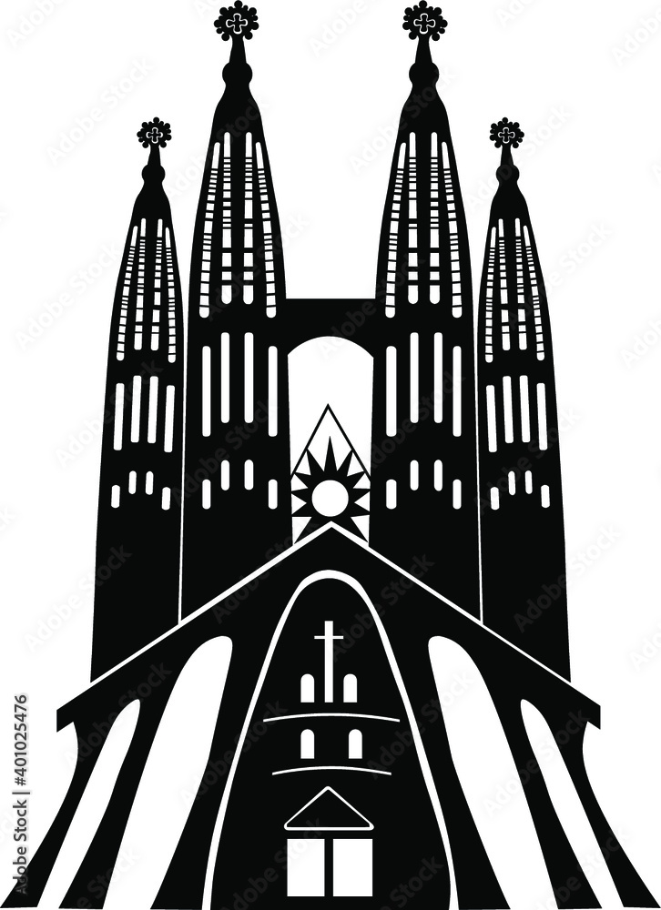 Vektor Vector illustration of La Sagrada Familia, the cathedral ...