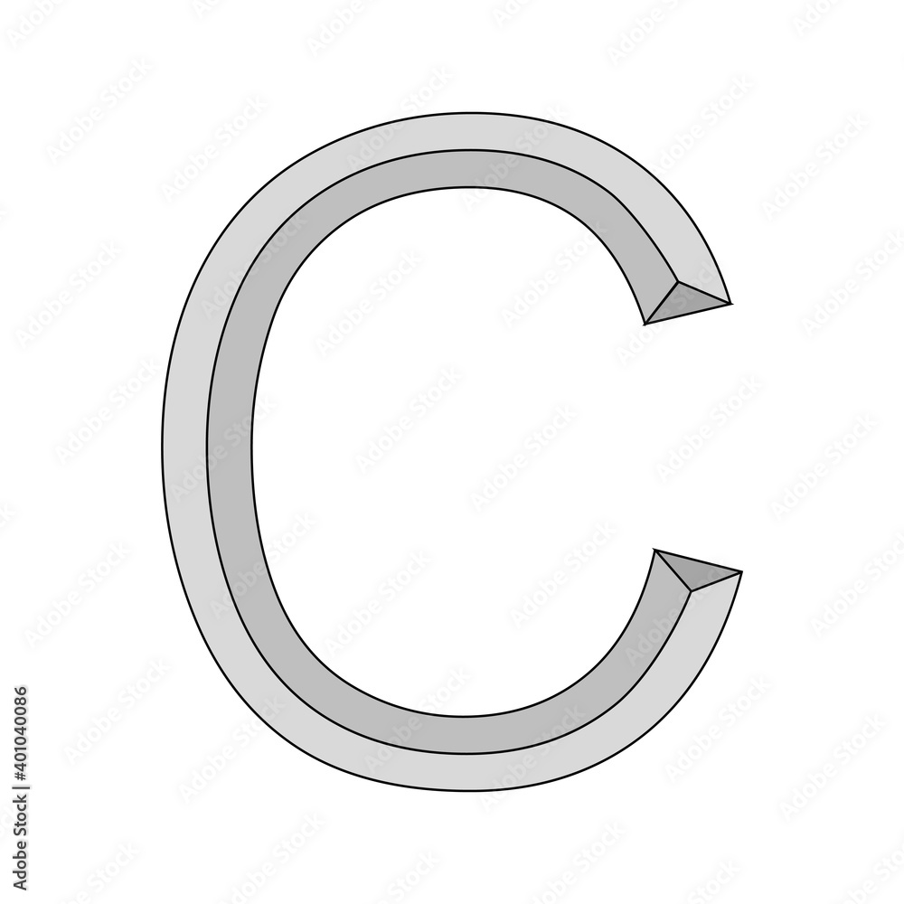 logo three dimensional letter c, vector capital first letter of the ...