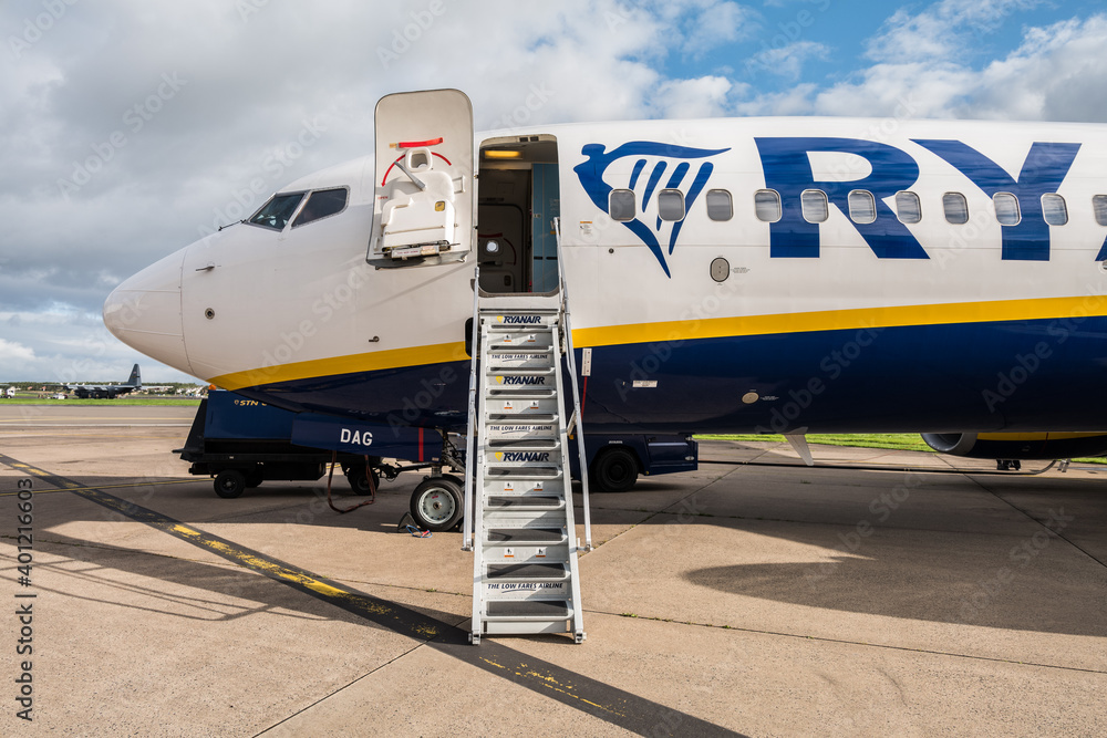 Prestwick, United Kingdom, September 2020, a Ryanair Boeing 737-800 ...