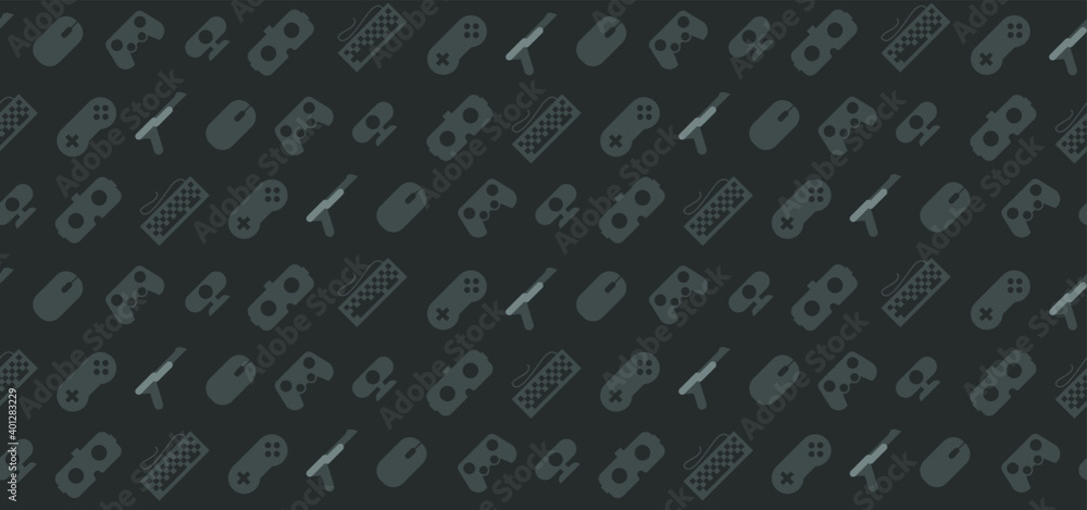 Seamless pattern Video Game. Icons Gaming, Gamepad, Сontroller, Gadgets, Devices. Background for ...