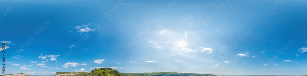 Blue sky with light clouds Seamless panorama in spherical ...