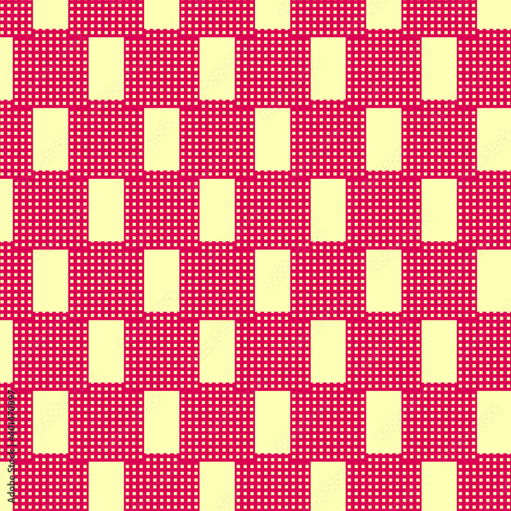 red box pattern on half white yellow background for fabric textile ...