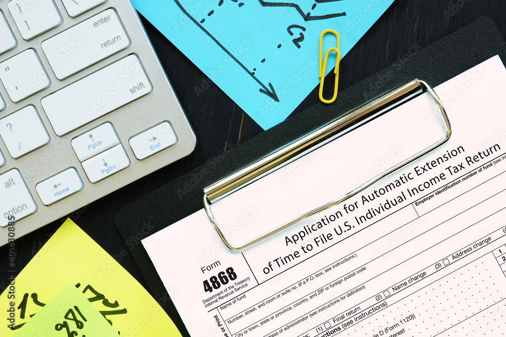Foto De Stock Form 4868 Application For Automatic Extension Of Time To