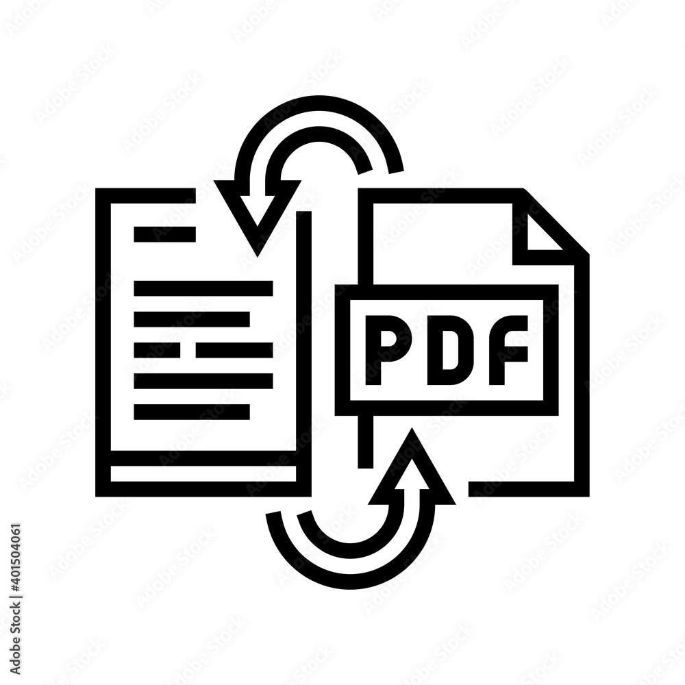 convert pdf file to word pad line icon vector. convert pdf file to word ...