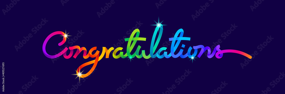 Congratulations written with colorful lines on dark background. Stock ...