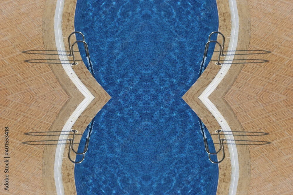 photograph of swimming pool area transformed into variations of ...