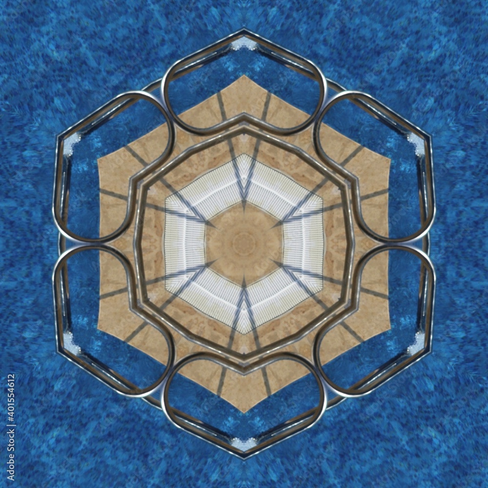 photograph of swimming pool area transformed into variations of ...