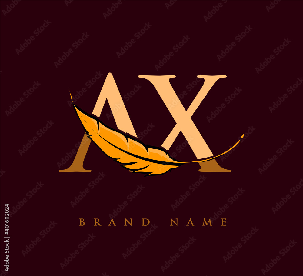Initial letter AX logo with Feather Company Name, Simple and Clean ...
