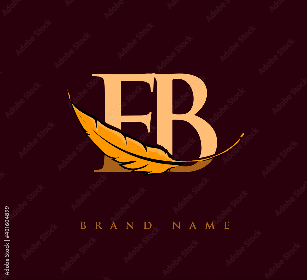 Initial letter FB logo with Feather Company Name, Simple and Clean ...