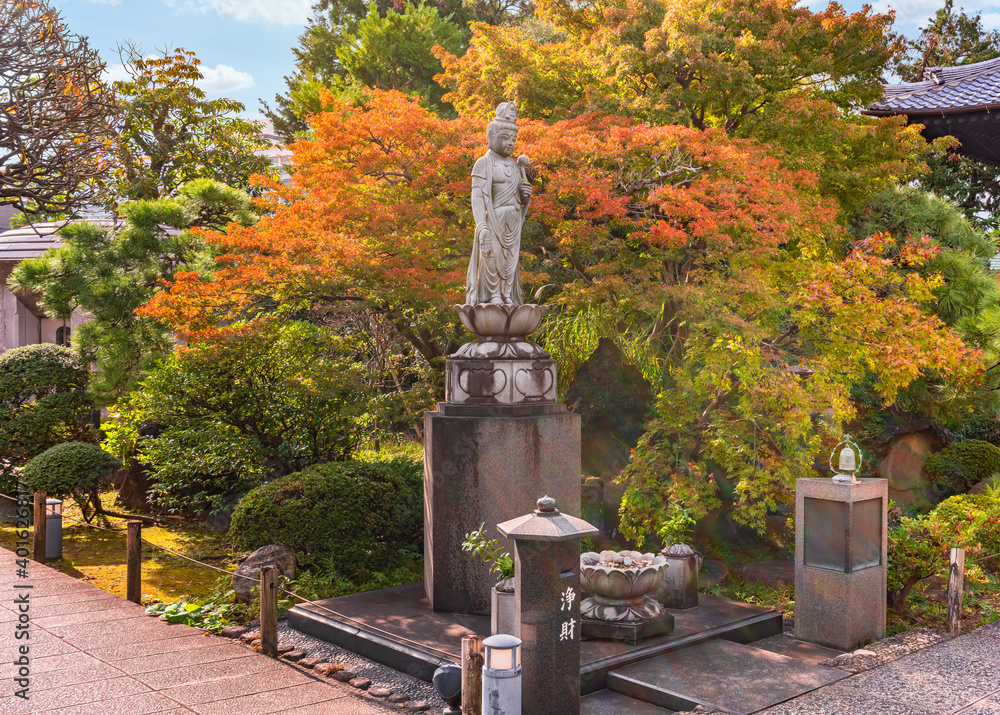 Religious statue of kannon bodhisattva deity of peace or Heiwa-Kannon ...