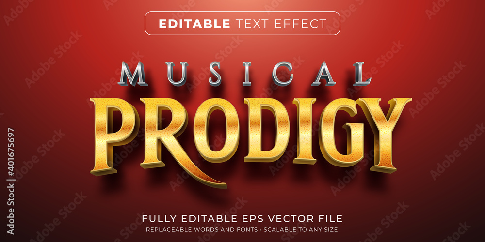 Editable text effect in gold and silver prodigy style Stock Vector ...
