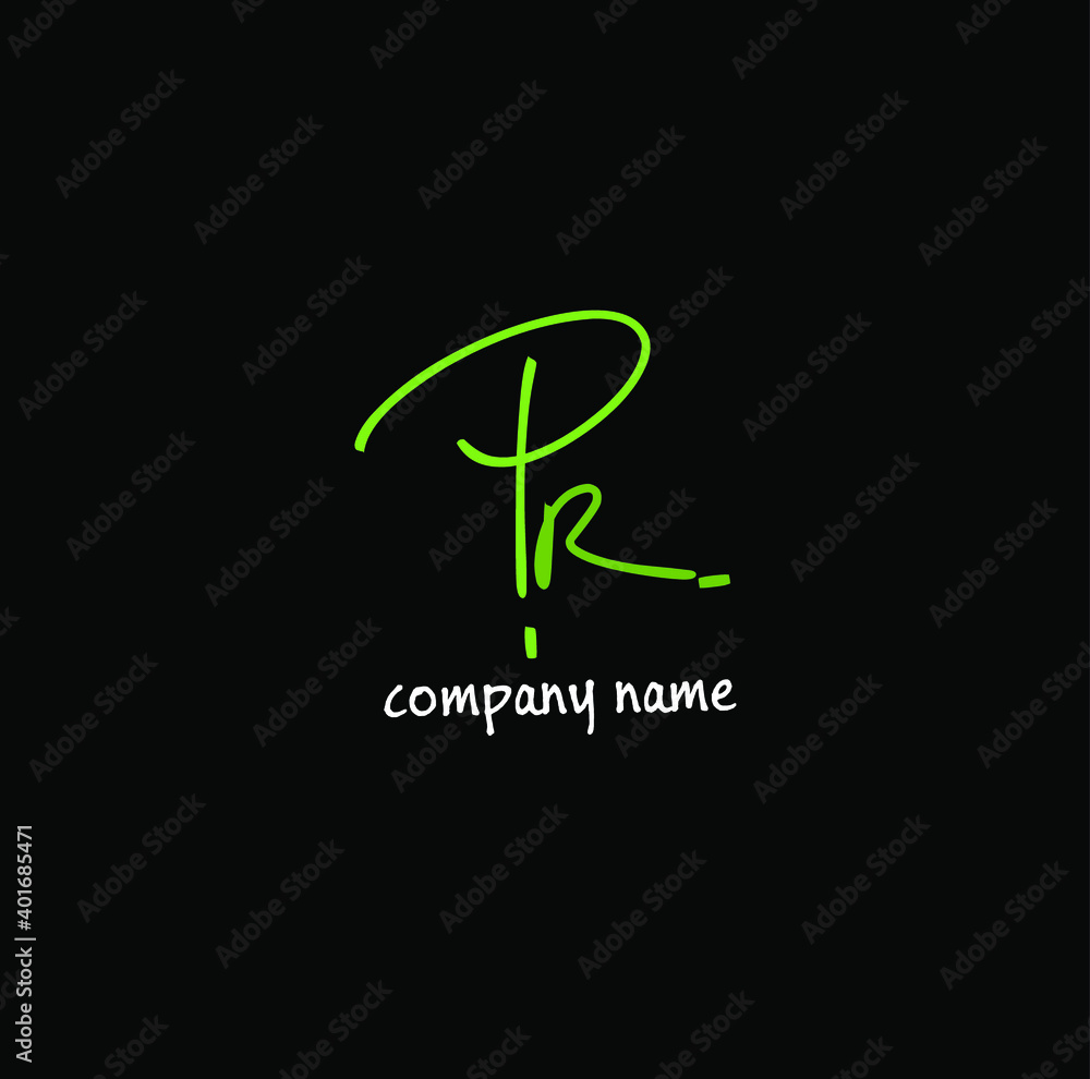 PR Handwritten Logo for Identity Stock Vector | Adobe Stock