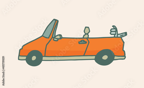 cute roofless car vector illustration on pink background. sport car ...