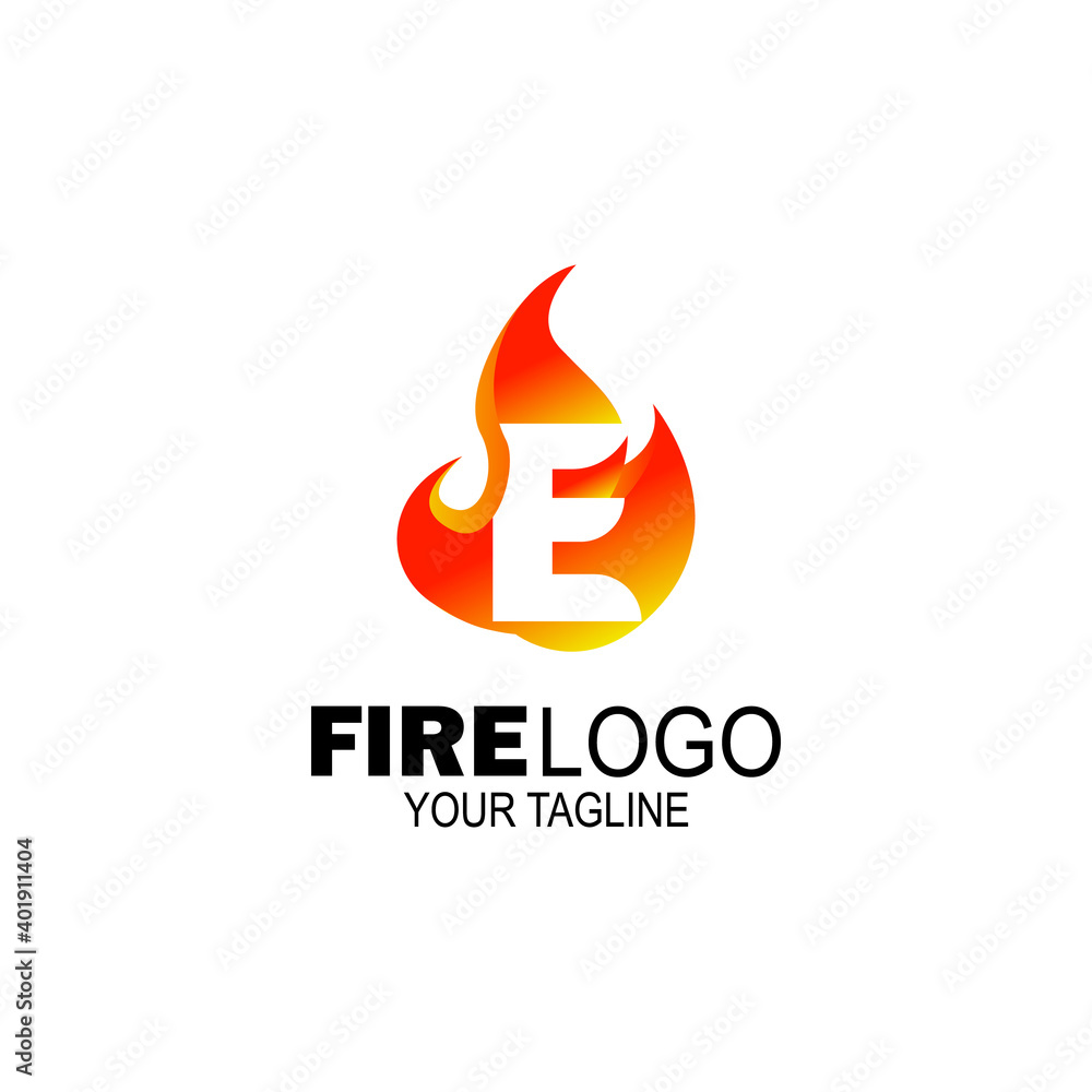 Image vectorielle Stock initial Letter E fire logo design. fire company ...