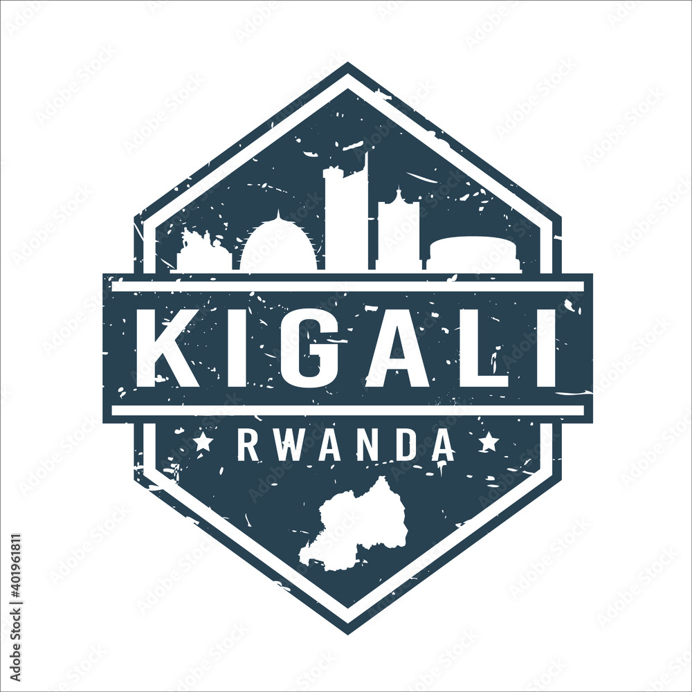 Kigali, Rwanda Travel Stamp Icon. Skyline City Design Tourism Diamond ...