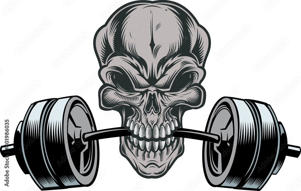 skull with athletic dumbbells Stock Vector | Adobe Stock