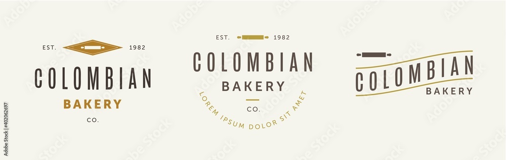 Vintage Colombian Bakery Logo Badges Sign Template Stock Vector | Adobe ...