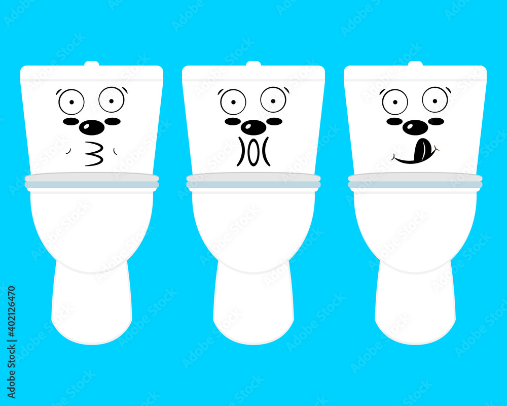 Funny toilet bowl stickers. Smile toilet. Isolated vector illustration ...