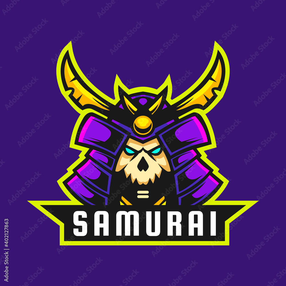 Skull samurai design vector illustration. Samurai mascot logo design ...