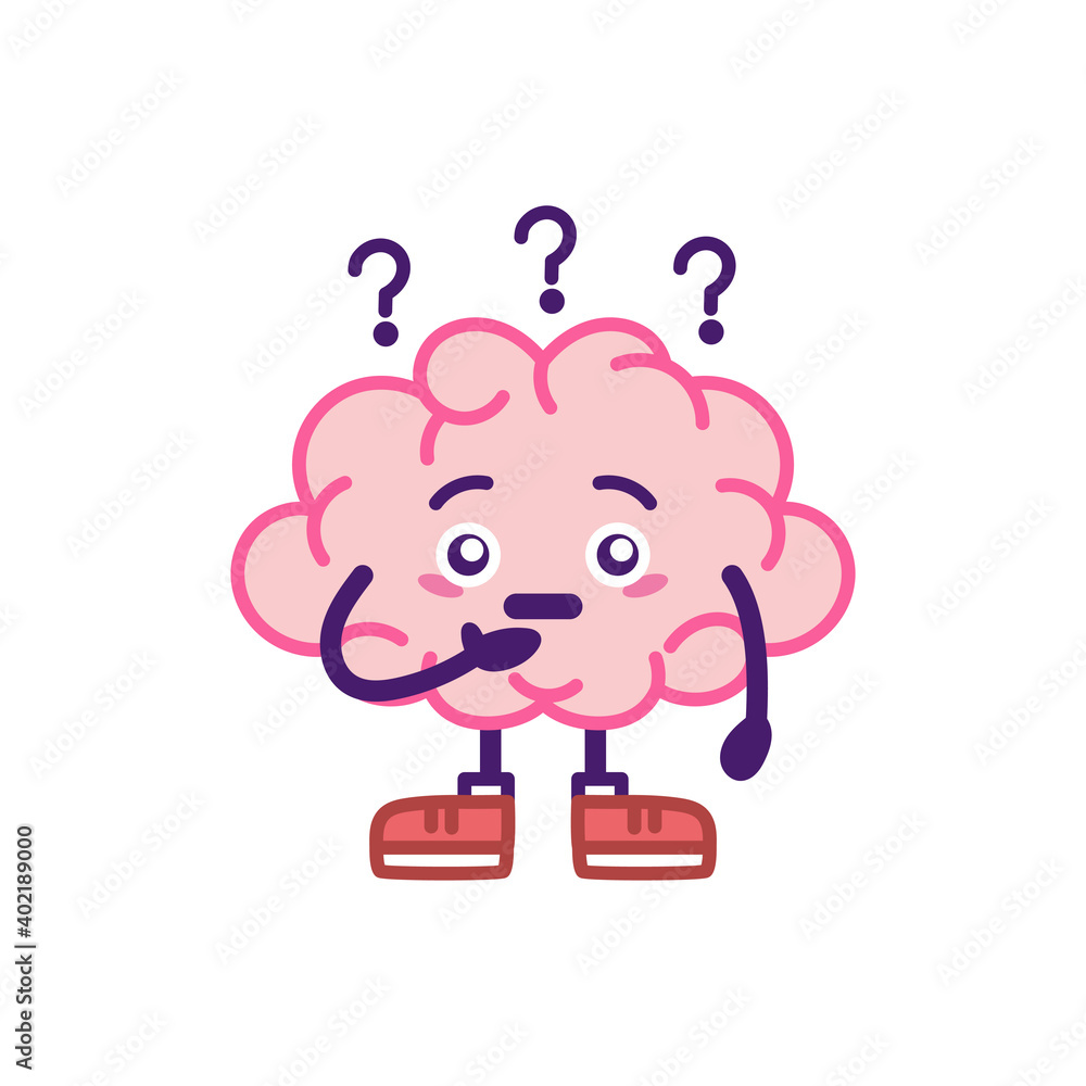 Isolated brain cartoon with question marks - Vector illustration Stock ...