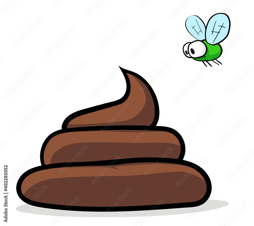 Poop and Fly. Cartoon Poo Stock Vector | Adobe Stock