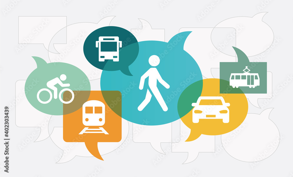 Future mobility concepts vector illustration (all layers full opacity ...