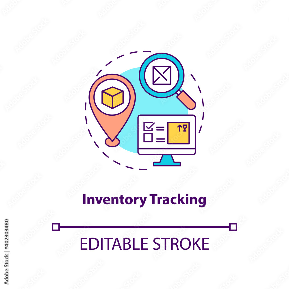 Inventory tracking concept icon. Warehouse management components ...