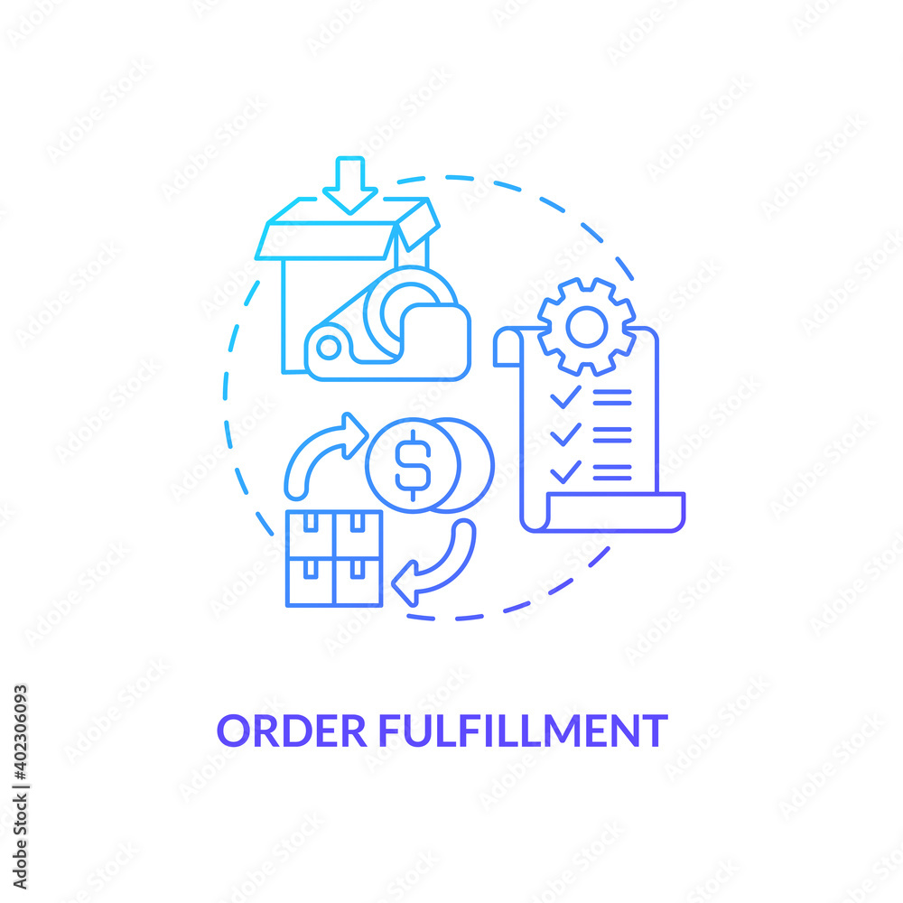 Order fulfillment concept icon. Warehouse audit elements. Process and ...