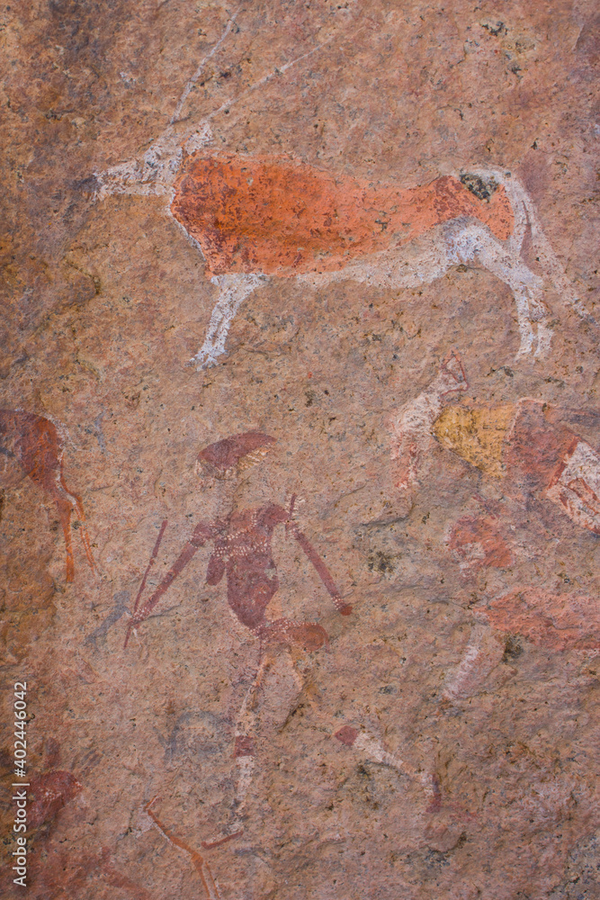 Pinturas rupestres en las Montañas Branberg, Desierto del Namib ...