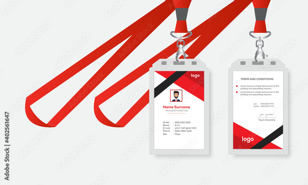 Elegant red Id card design template. Professional Identity Card ...
