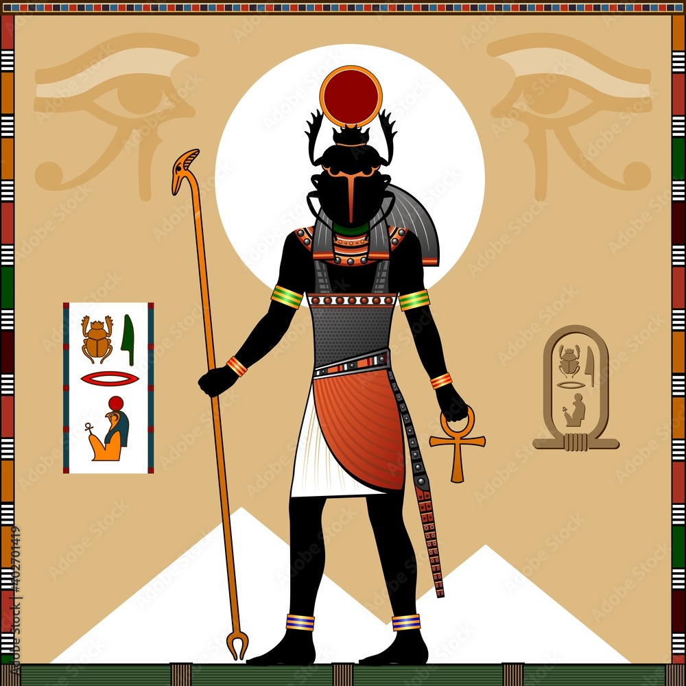 Vetor Religion of Ancient Egypt. Khepri is a Ancient Egyptian god with ...