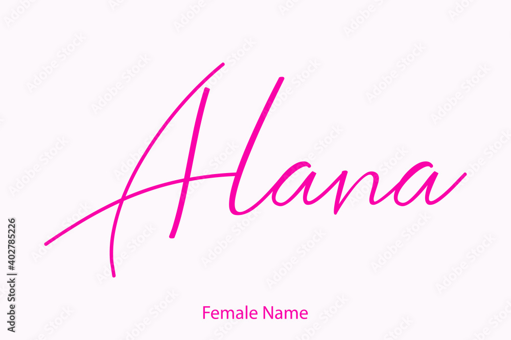 Alana Female Name in Beautiful Cursive Typography Pink Color Text Stock ...