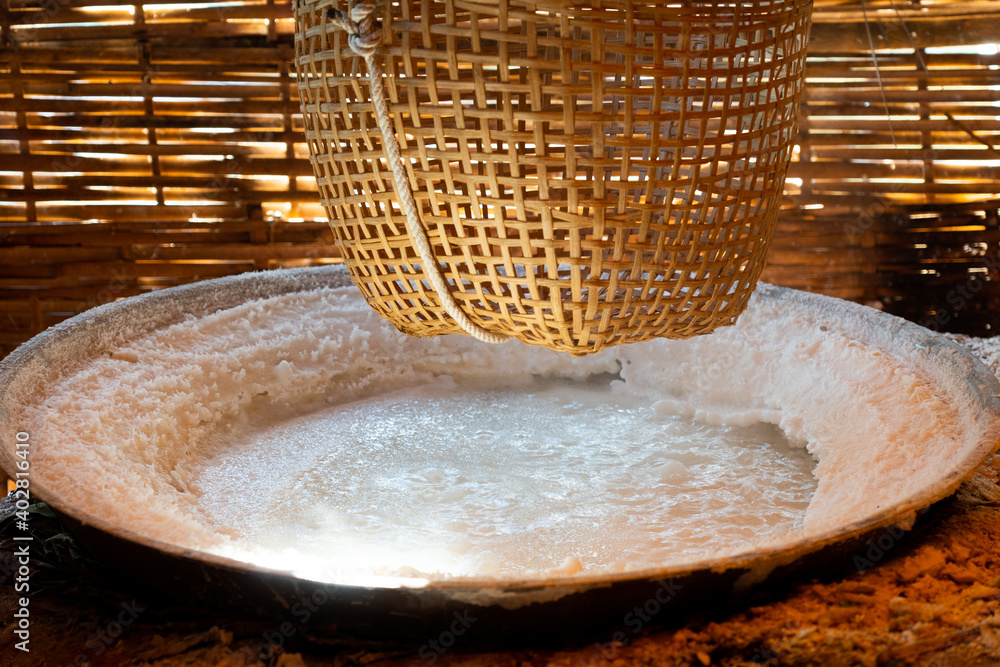 picture of production of natural rock salt by boiling saline from ...