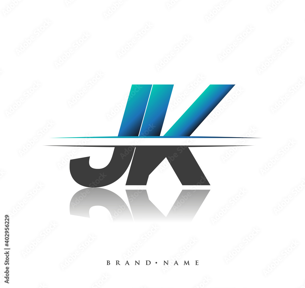 JK initial logo company name colored black and blue, Simple and Modern ...
