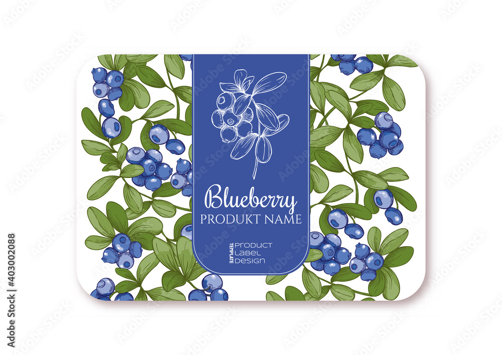 Blueberry Ripe berries. Template for product label, cosmetic packaging ...