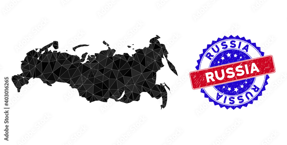 Vector de Stock Russia map polygonal mesh with filled triangles, and ...