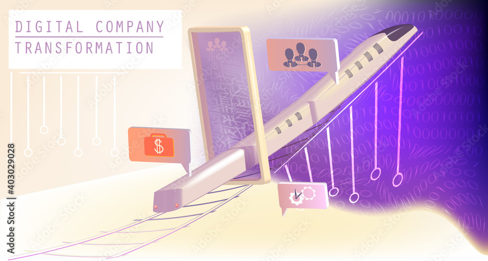 Digital transformation of company.Digital Marketing.Company is moving ...
