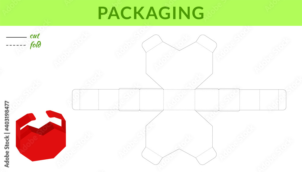 Box packaging die cut template design for Valentine's day, birthdays ...