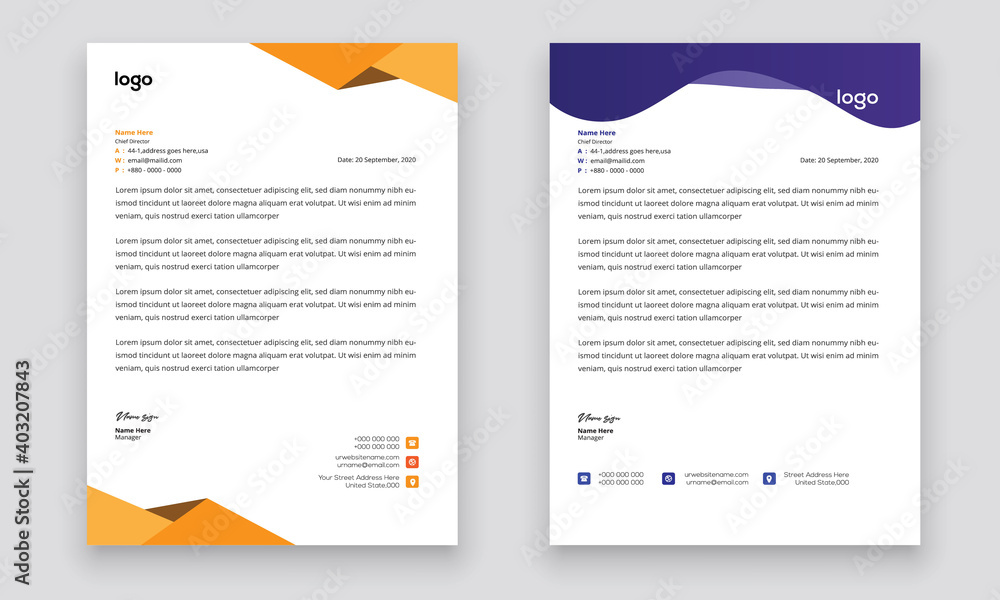 Business style letterhead template design for project with standard ...