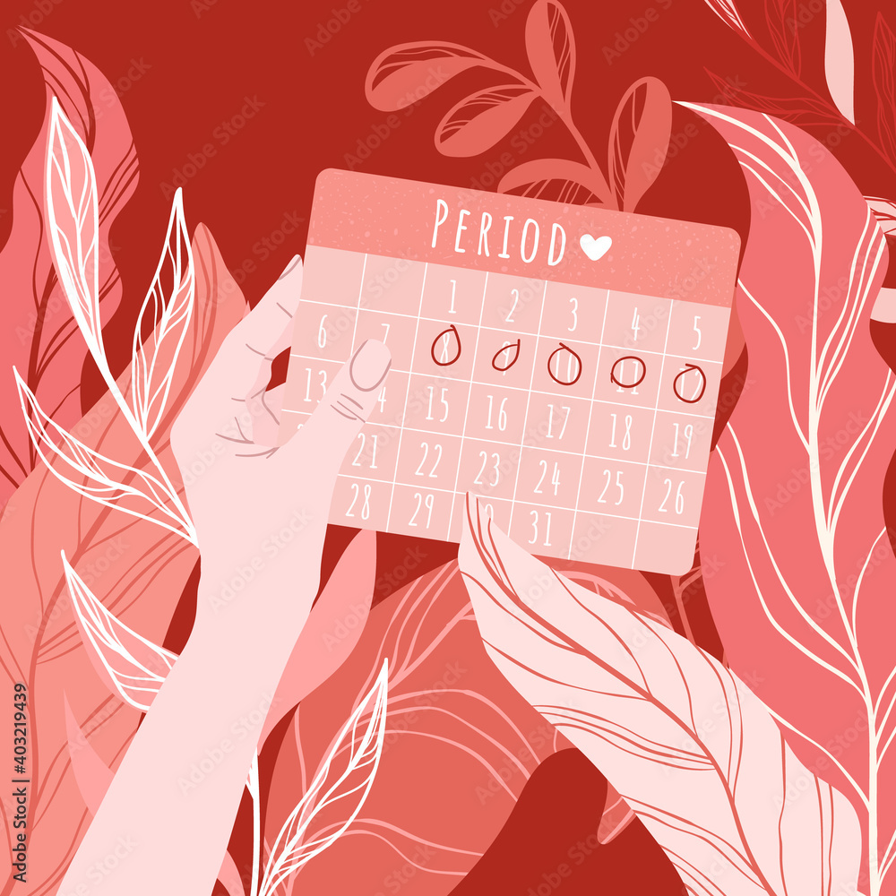 Menstruation period concept. Vector illustration. Card with ...