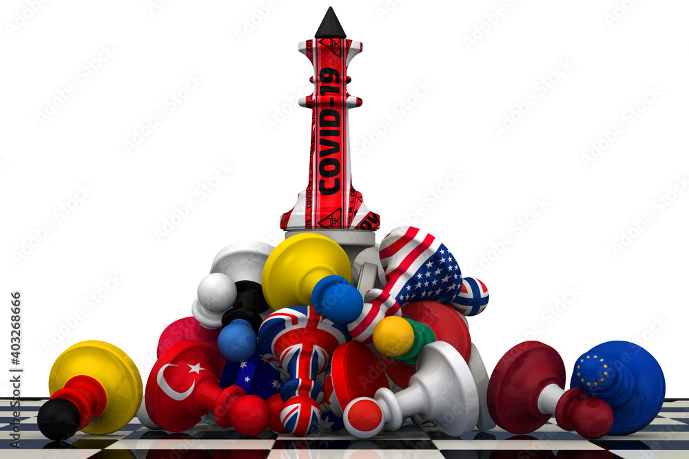 Stock-Illustration „Defeated states during the COVID-19 pandemic. Chess ...