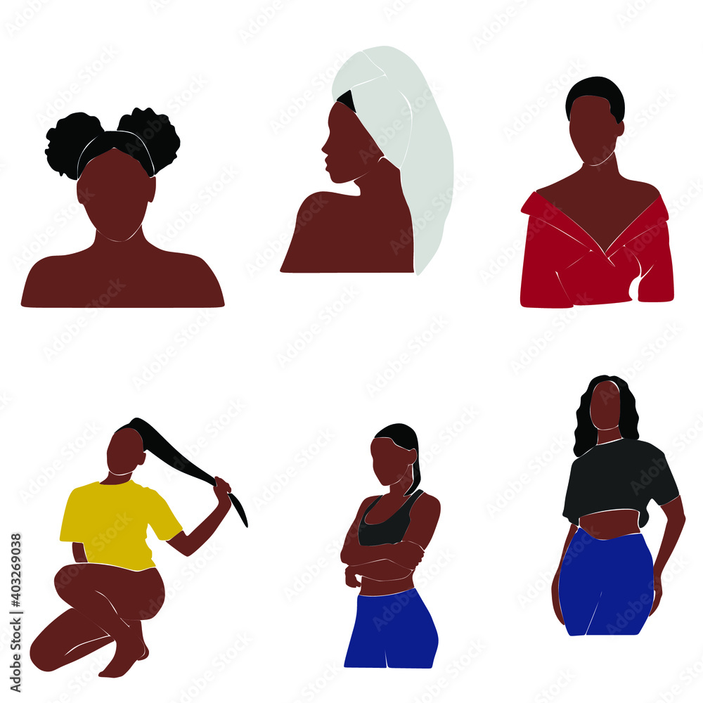 Black Girl Clipart, African Woman Clipart, Abstract Woman,Fashion ...