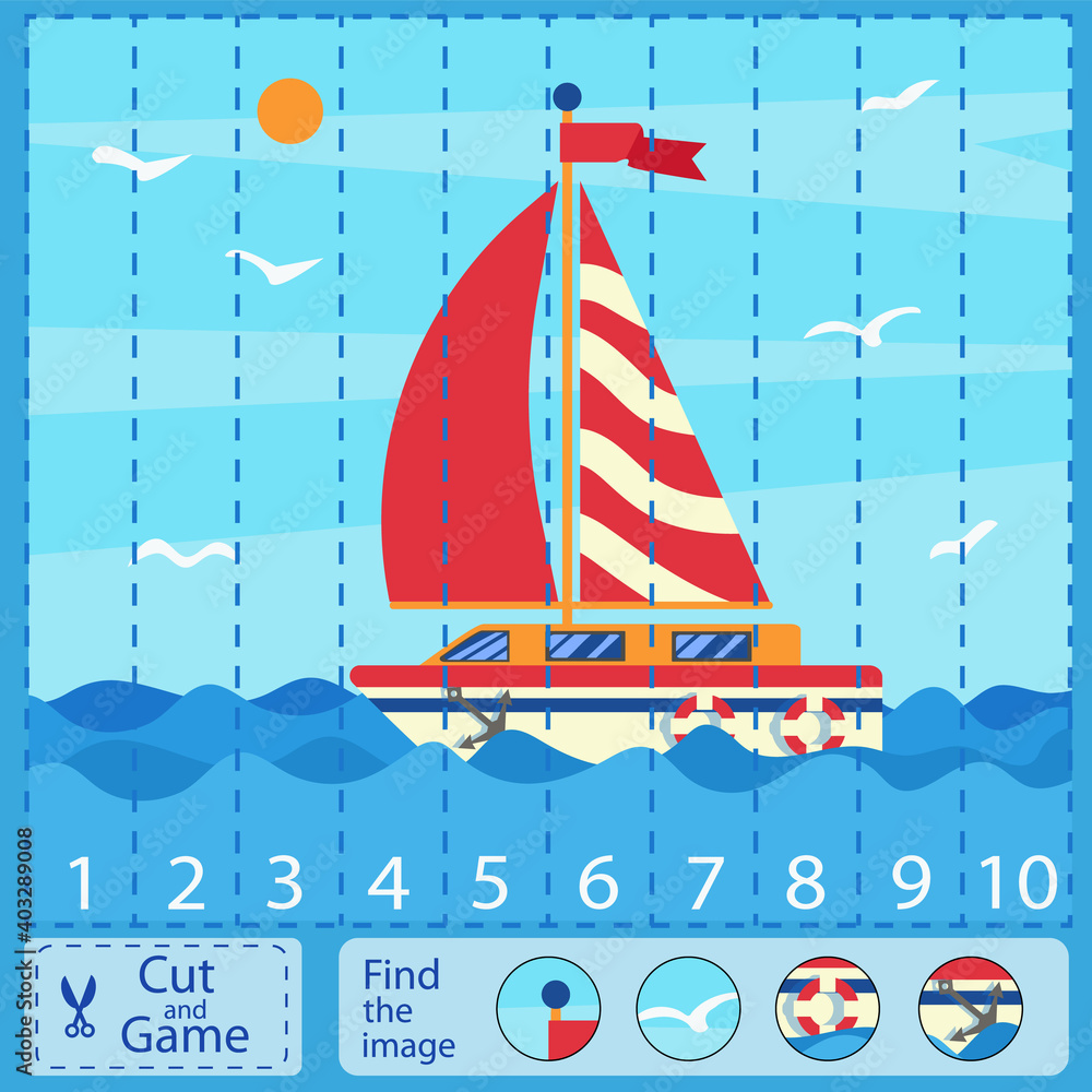 Puzzle for child. Learning numbers game. Children educational game ...
