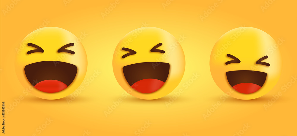 3d Facebook Haha Emoticon in different style for social media emojis ...