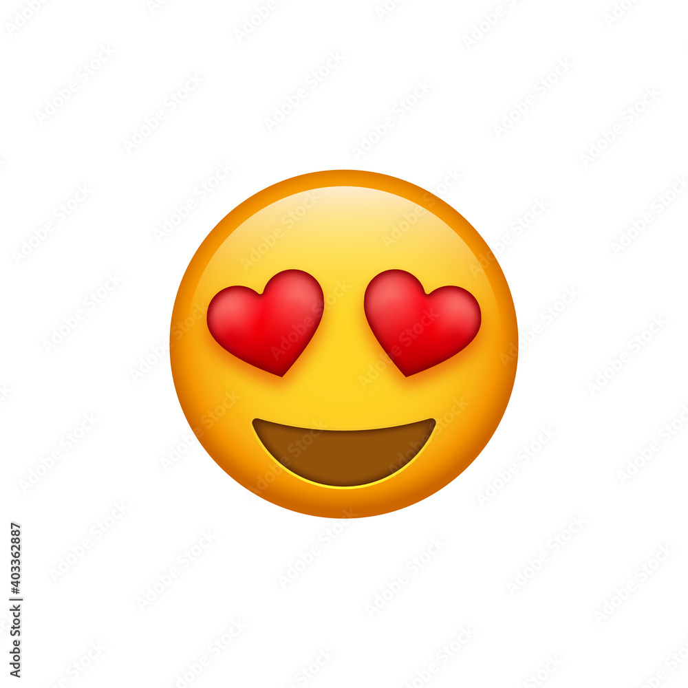 Smiling emoticon Face with Heart Eyes, happy smiley emoji with heart ...